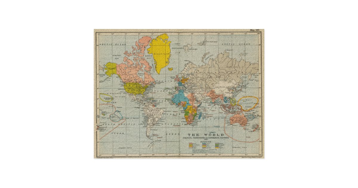 Vintage World Map 1910 V2 Postcard | Zazzle.com