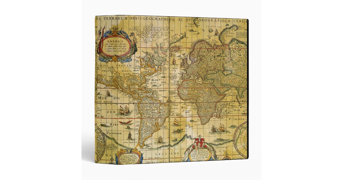 Vintage World Map 3 Ring Binder | Zazzle