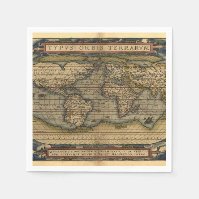 Vintage World Map Antique Atlas Paper Napkins | Zazzle