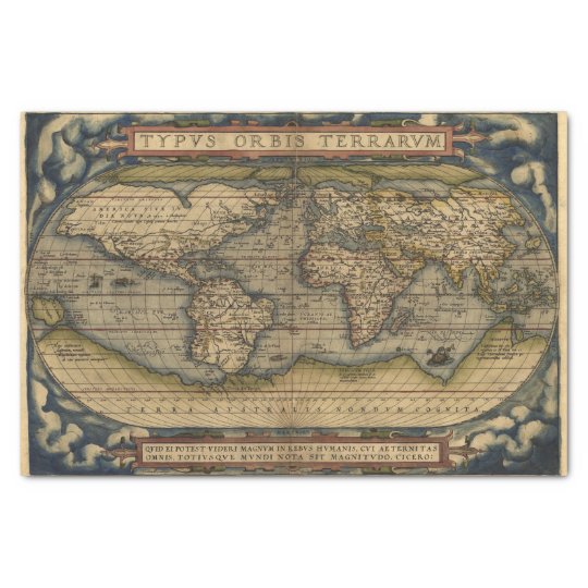 Vintage World Map Antique Atlas Tissue Paper | Zazzle.com