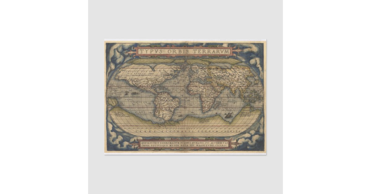 Vintage World Map Antique Atlas Tissue Paper | Zazzle