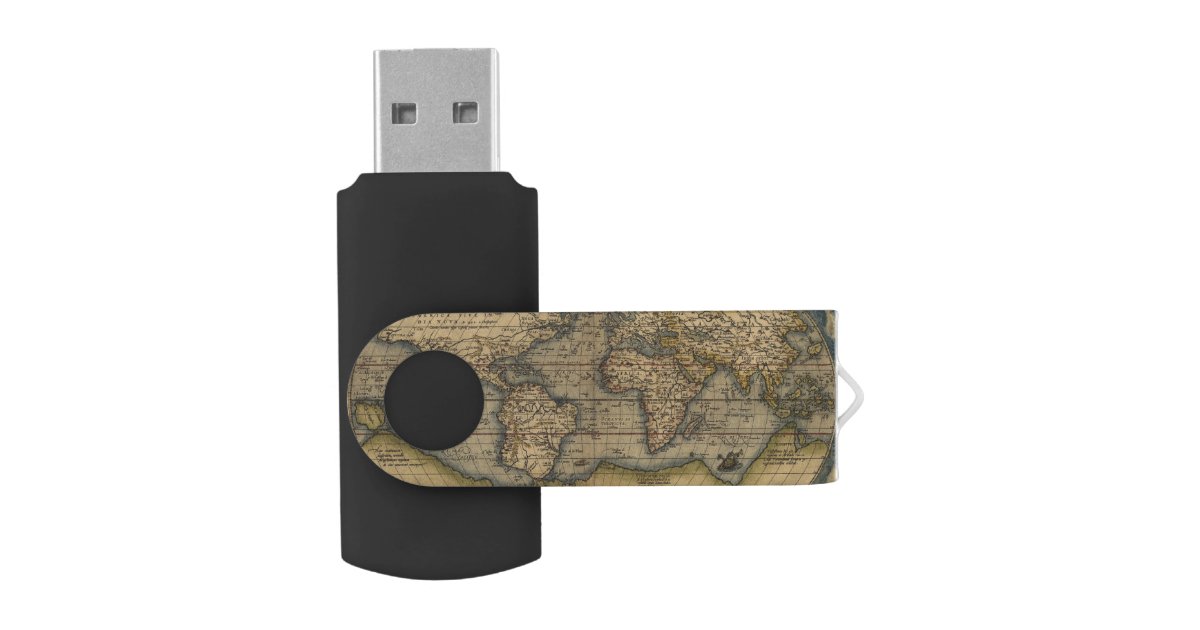 Vintage World Map Antique Atlas USB Flash Drive | Zazzle