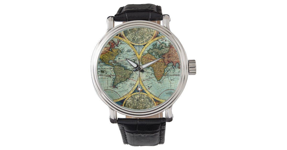 Vintage World Map Antique Vacation Travel Trip Art Watch | Zazzle