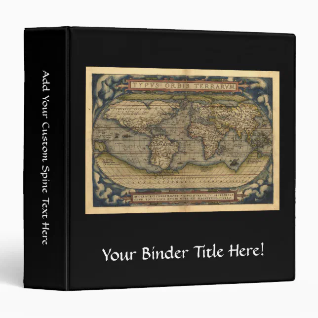 Vintage World Map Atlas Historical Design 3 Ring Binder | Zazzle