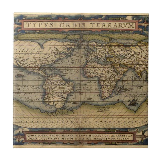 Vintage World Map Atlas Historical Design Ceramic Tile | Zazzle