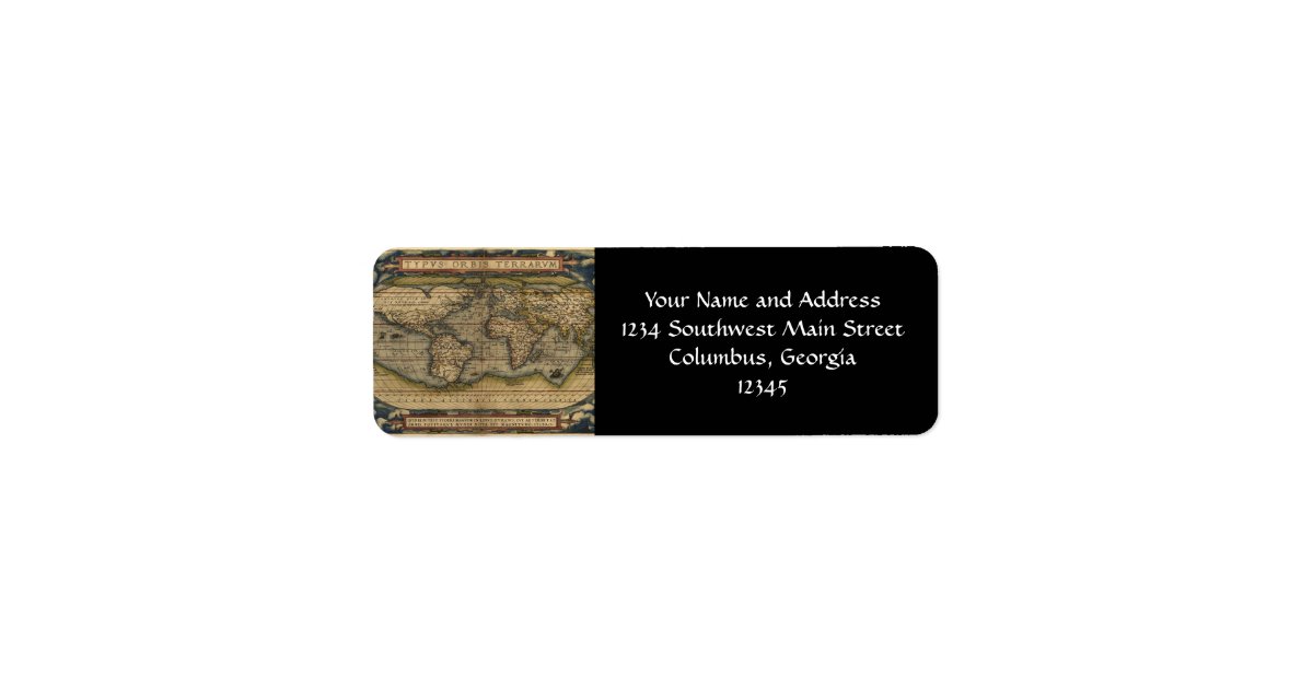 Vintage World Map Atlas Historical Design Label | Zazzle