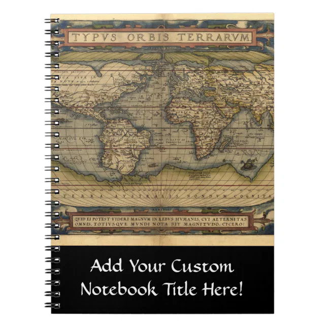 Vintage World Map Atlas Historical Design Notebook | Zazzle