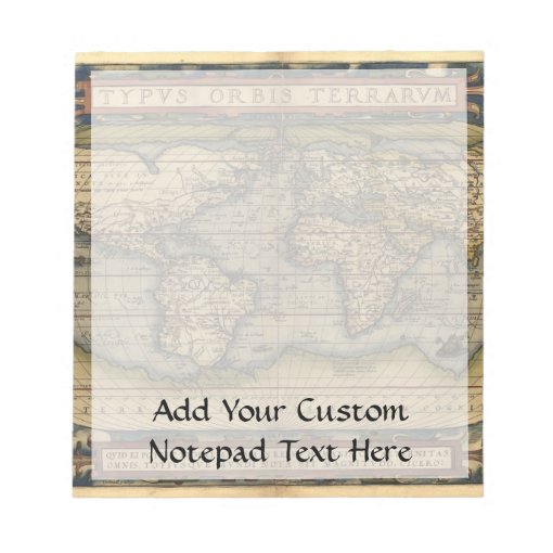 Vintage World Map Atlas Historical Design Notepad | Zazzle