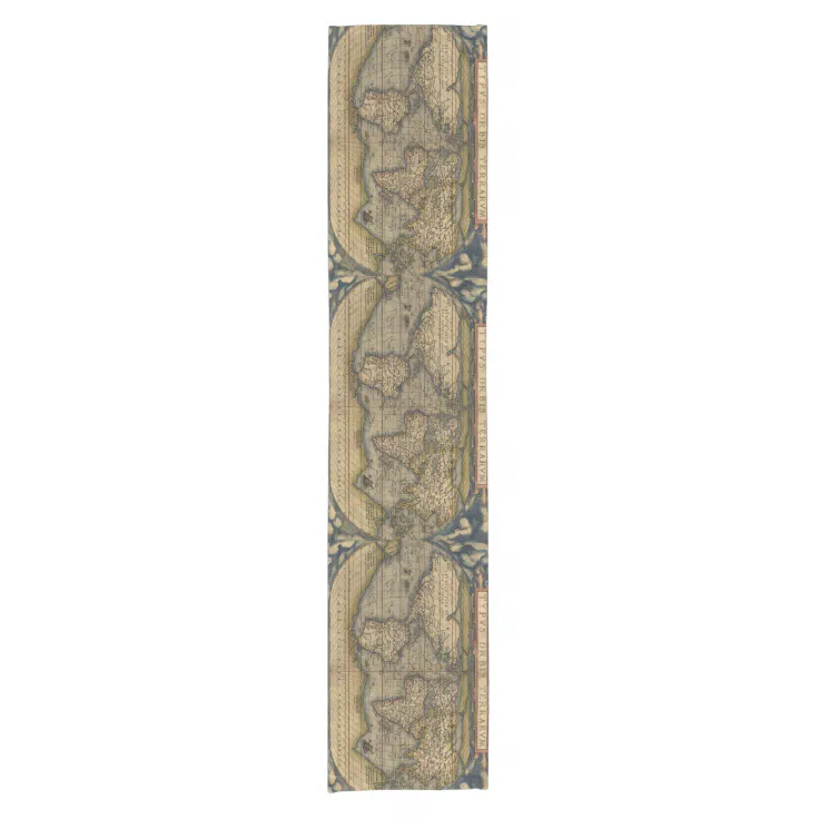 Vintage World Map Atlas Historical Design Short Table Runner | Zazzle