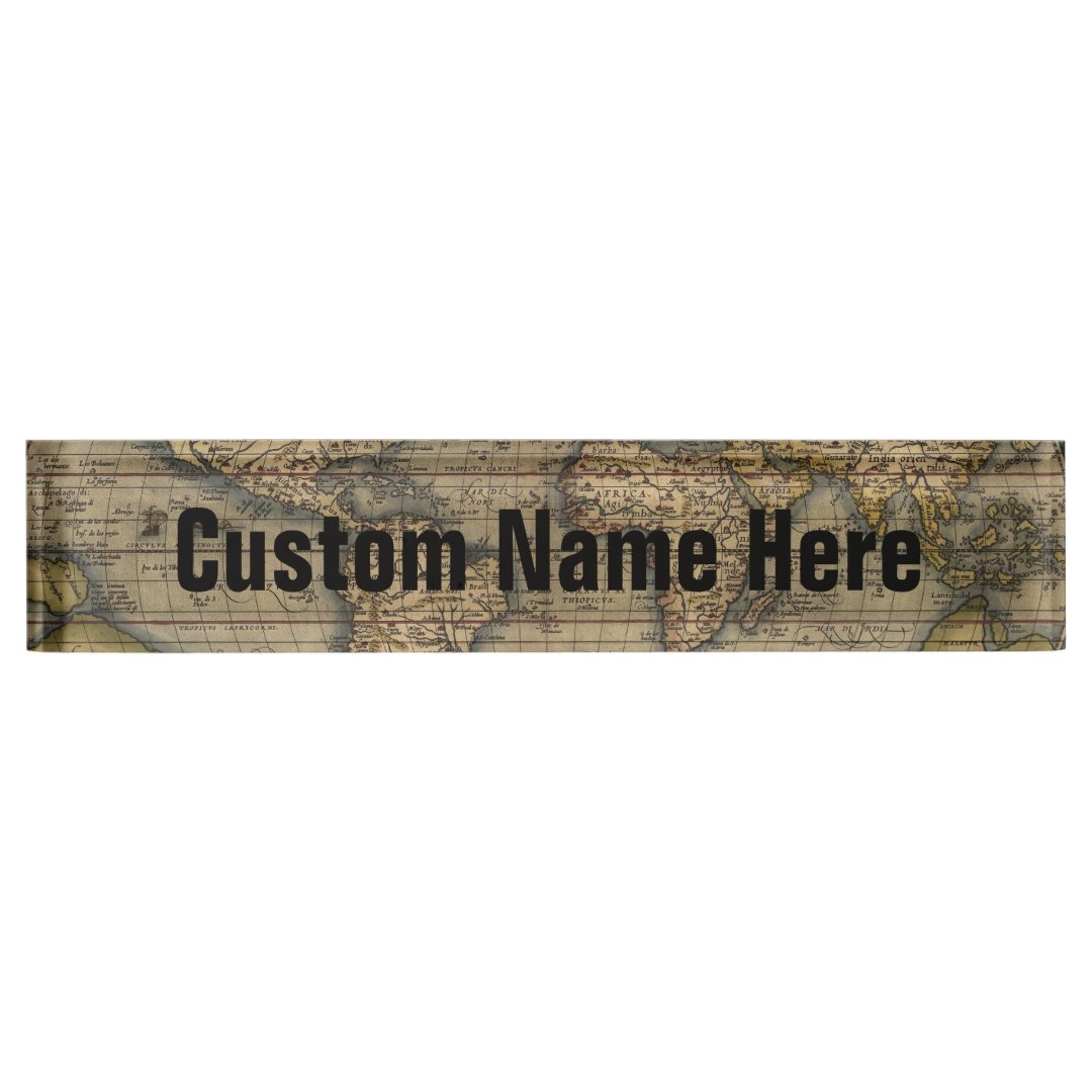 Vintage World Map Atlas Historical Desk Name Plate | Zazzle