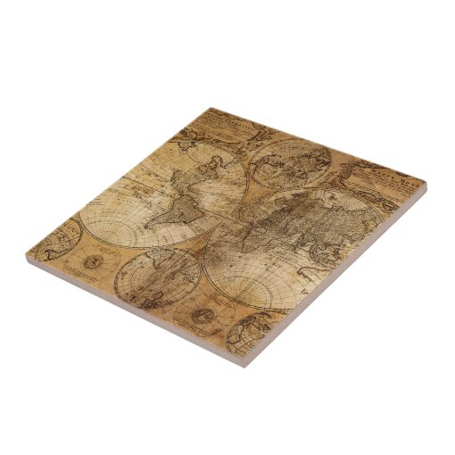 Vintage World Map Atlas Tile | Zazzle