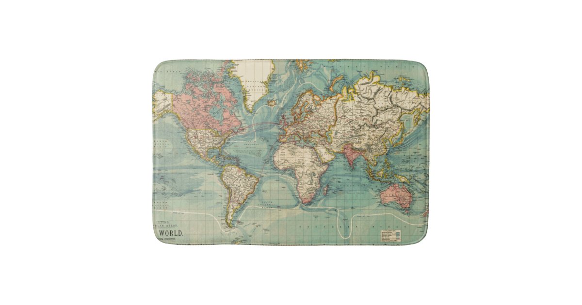 Vintage World Map Bath Mat | Zazzle