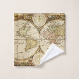 Vintage World Map Bath Towel Set | Zazzle