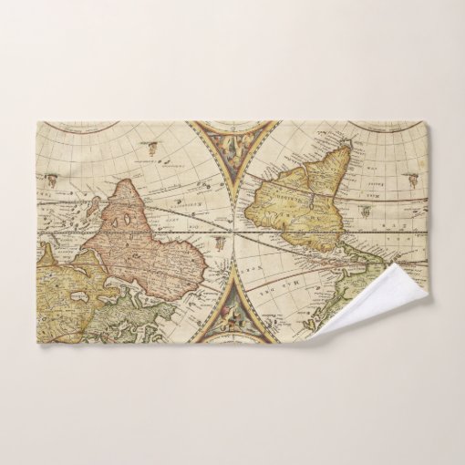 Vintage World Map Bath Towel Set | Zazzle