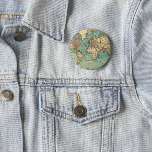 Vintage World Map Button | Zazzle
