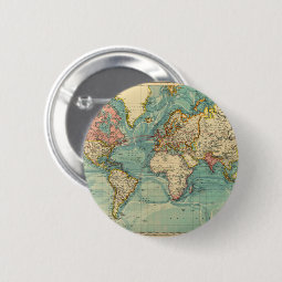 Vintage World Map Button | Zazzle