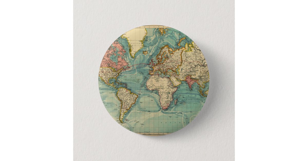 Vintage World Map Button | Zazzle