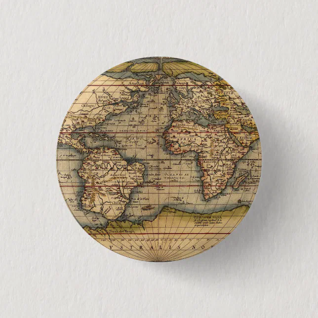 Vintage World Map by Abraham Ortelius 1564 Button | Zazzle