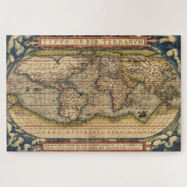 Vintage World Map by Abraham Ortelius 1564 Jigsaw Puzzle | Zazzle