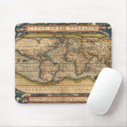 Vintage World Map by Abraham Ortelius 1564 Mouse Pad | Zazzle