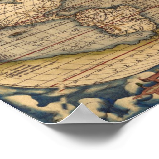 Vintage World Map by Abraham Ortelius 1564 Poster | Zazzle