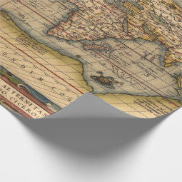 Vintage World Map by Abraham Ortelius 1564 Wrapping Paper | Zazzle