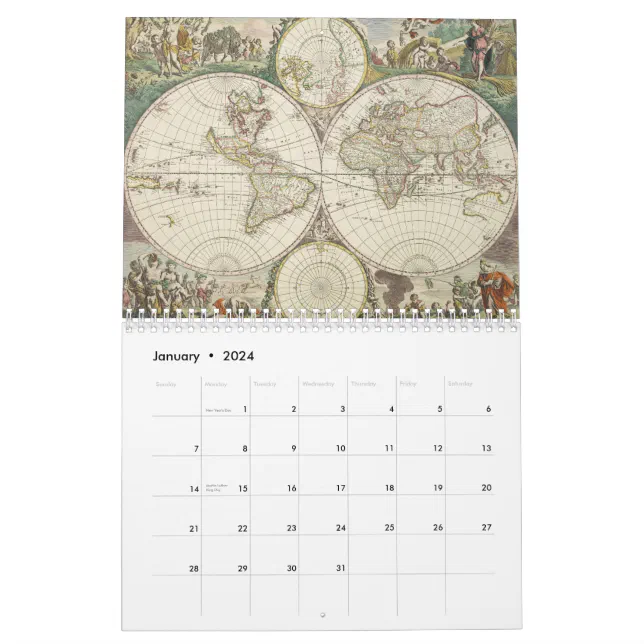 Vintage World Map Calendar | Zazzle