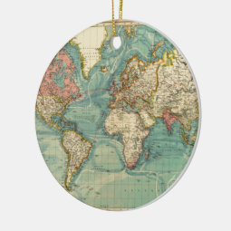 Vintage World Map Ceramic Ornament | Zazzle