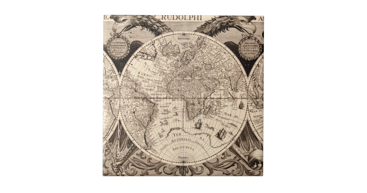Vintage World Map Ceramic Tile | Zazzle