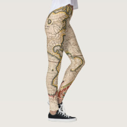 Vintage World Map Chic Leggings | Zazzle