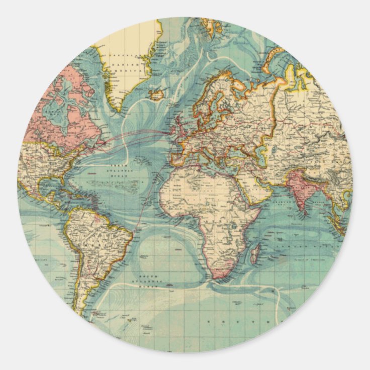 Vintage World Map Classic Round Sticker | Zazzle