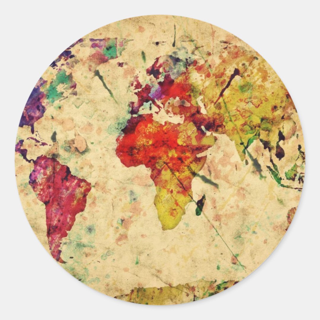 Vintage world map classic round sticker | Zazzle