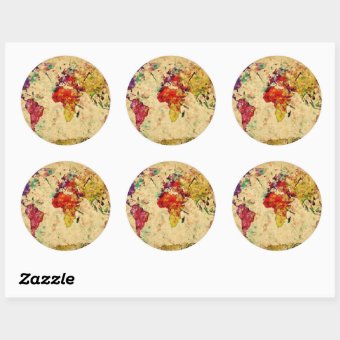 Vintage world map classic round sticker | Zazzle