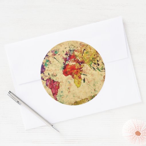 Vintage world map classic round sticker | Zazzle
