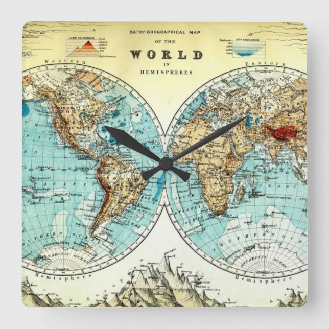 Vintage World Map Clock | Zazzle
