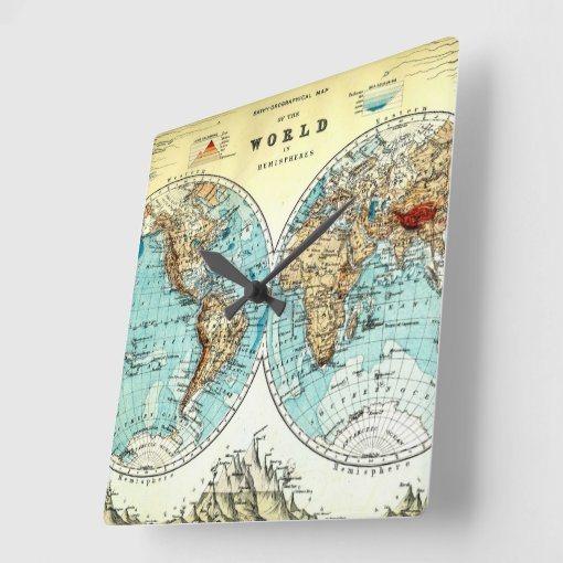 Vintage World Map Clock | Zazzle