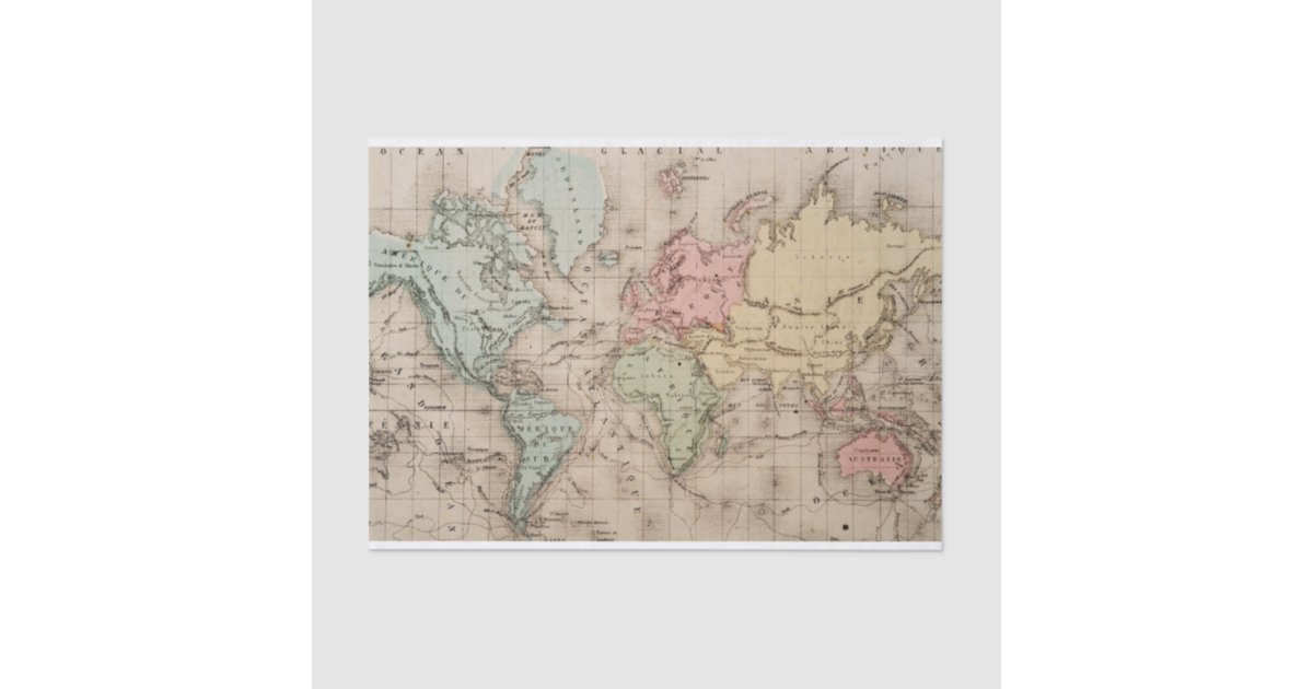 Vintage World Map Decoupage Tissue Paper | Zazzle