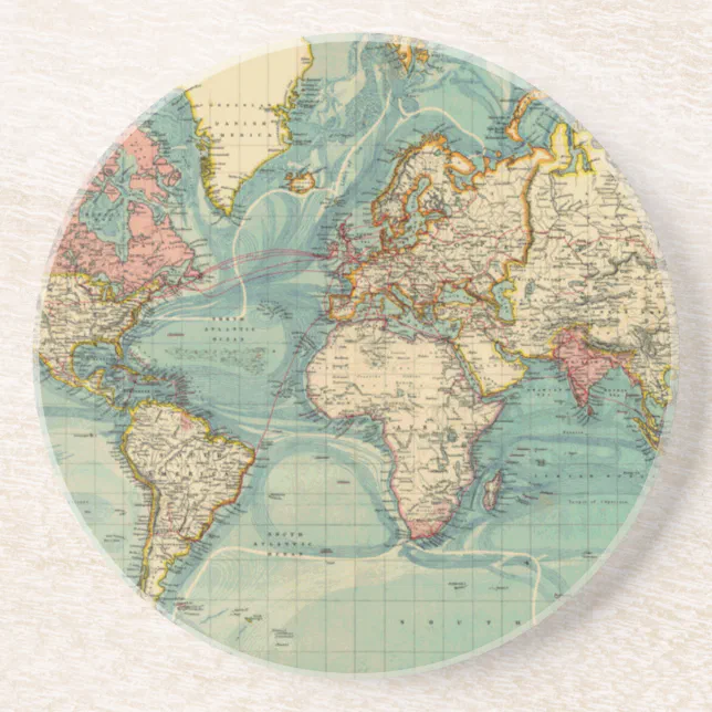 Vintage World Map Drink Coaster | Zazzle