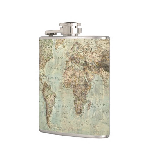 Vintage World Map Flask | Zazzle