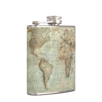 Vintage World Map Flask | Zazzle