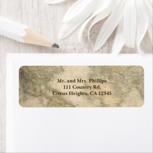 Vintage World Map Geography Travel Unique Label | Zazzle