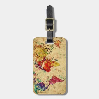 Vintage world map luggage tag | Zazzle