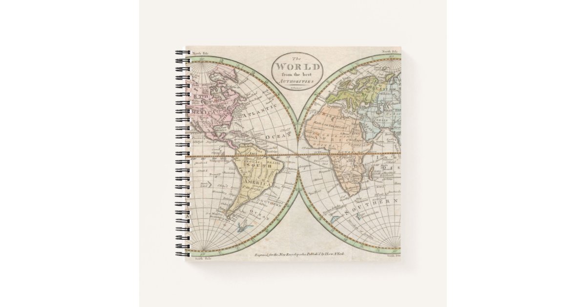 Vintage World Map Notebook | Zazzle