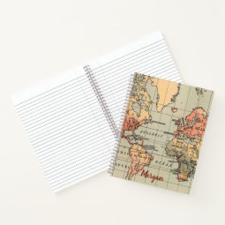 Vintage World Map Notebook | Zazzle
