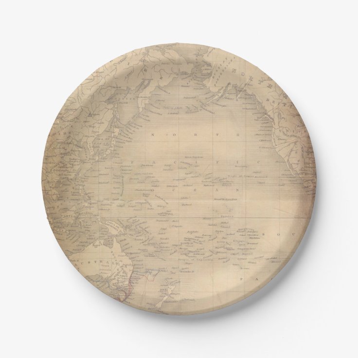 Vintage World Map Old Parchment Paper Plates | Zazzle