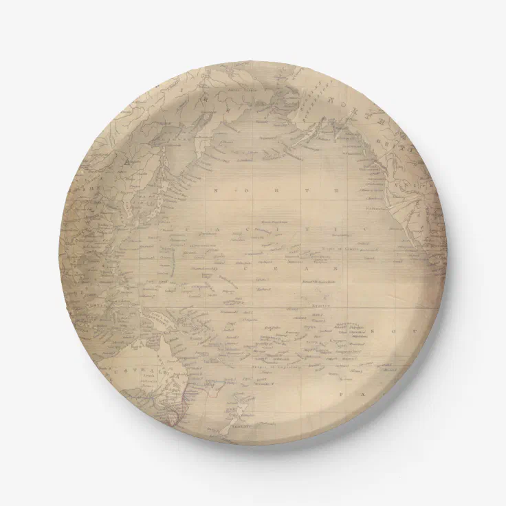 Vintage World Map Old Parchment Paper Plates | Zazzle