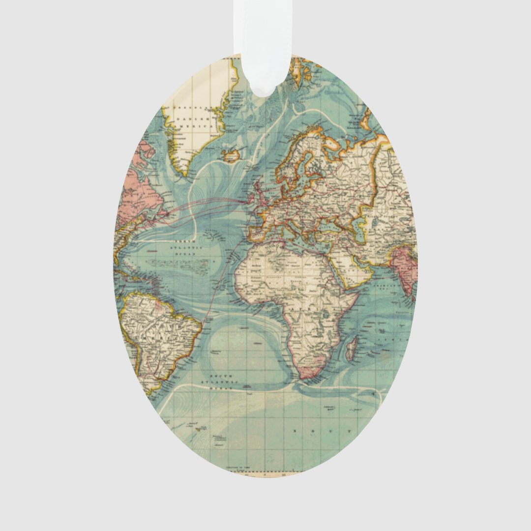 Vintage World Map Ornament | Zazzle
