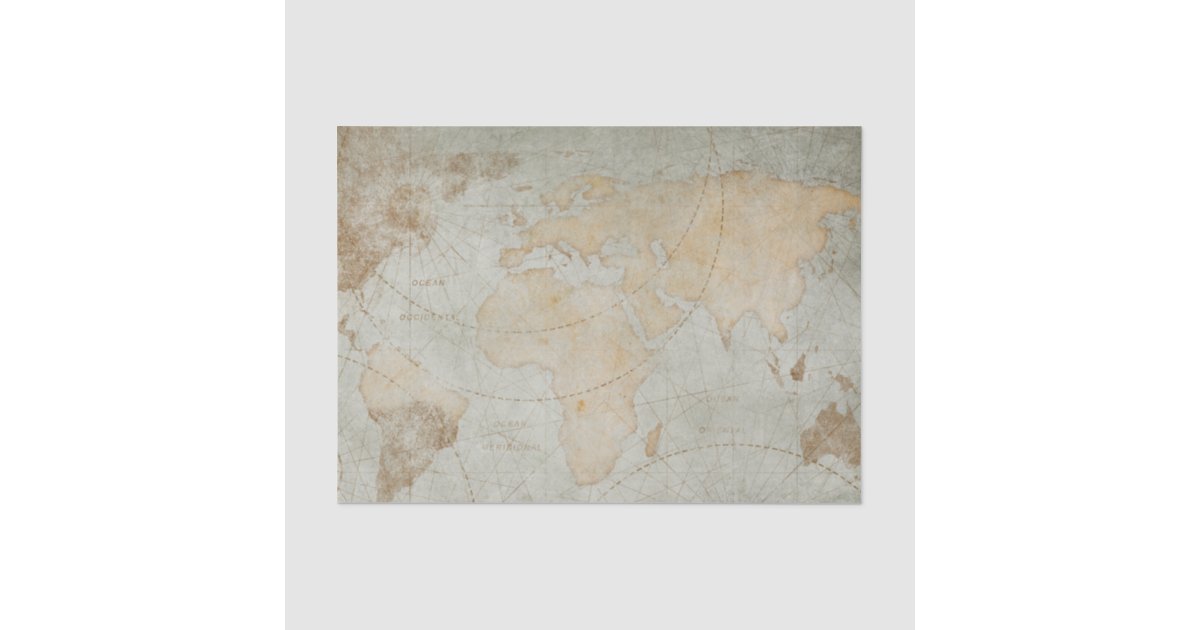 Vintage World Map Pale Blue Decoupage Craft Tissue Paper | Zazzle