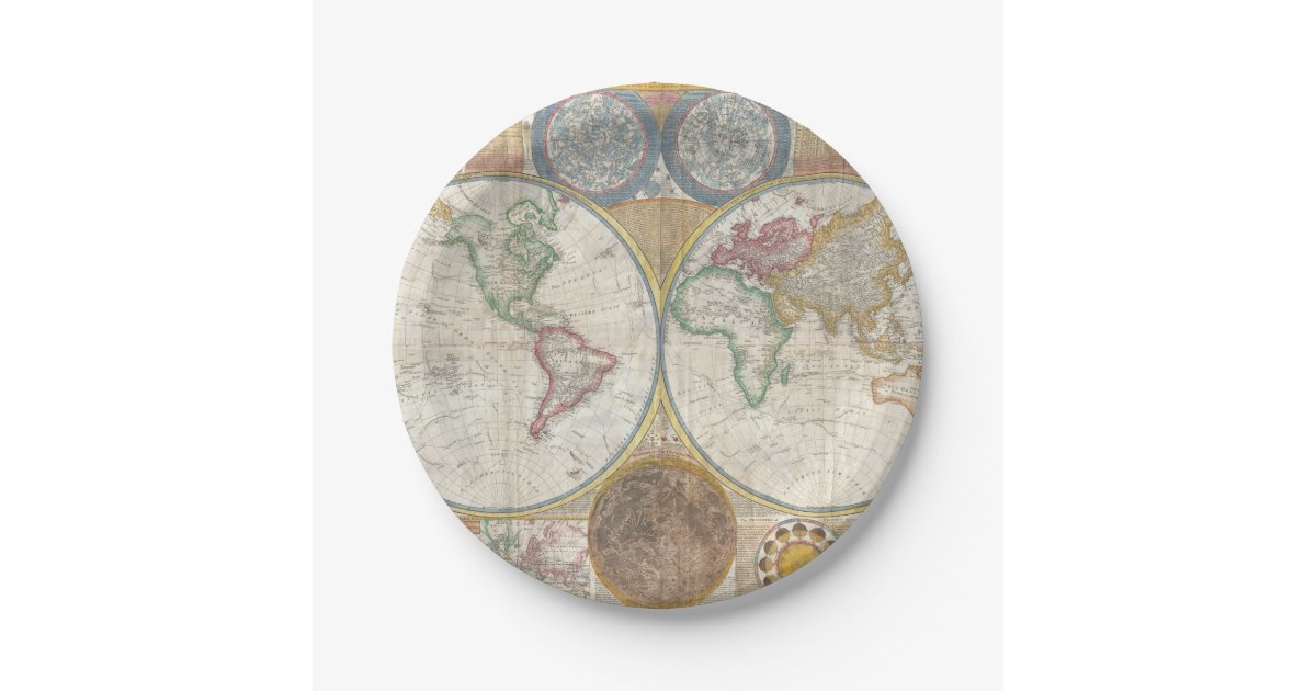 Vintage WORLD MAP Paper Plates | Zazzle