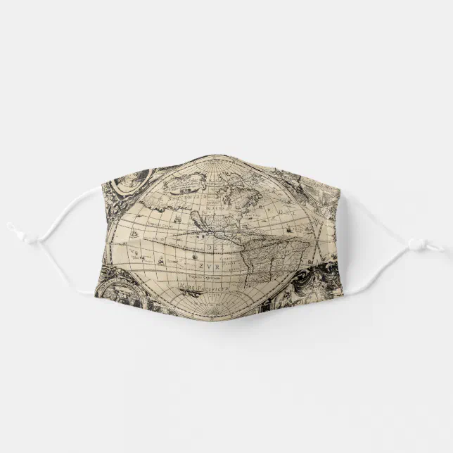 Vintage World Map Pattern Adult Cloth Face Mask | Zazzle